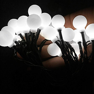 XUNATA 31ft LED String Lights, Solar Powered Flexible Waterproof 50 LEDs White Ball Lights for Indoor Outdoor Home Patio Lawn Garden Party Holiday Decorations(White)