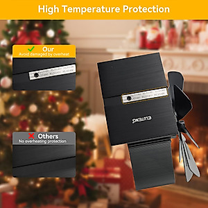 ELUTENG Wood Stove Fan 8 Blades Heat Powered Stove Fan Silent Fireplace Fan with Magnetic Thermometer Quickly Warm Air Stove Fanfor Home Wood, Log Burner, Fireplace (Black)