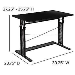 Flash Furniture Fairway Height Adjustable (27.25-35.75"H) Sit to Stand Home Office Desk - Black