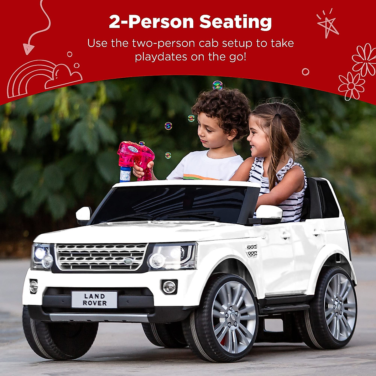 Best Choice Products 12V 3.7 MPH 2-Seater Licensed Land Rover Ride On Car Toy w/Parent Remote Control, MP3 Player - White