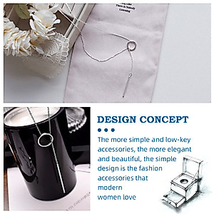 JewNelwyn 925 Sterling Silver Long Lariat Necklace, Open Circle Vertical Bar Necklace 30" Looped Y Necklace for Women and Girls