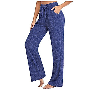 SMIDOW Black Capri Pants for Women Petite Womens Flare Yoga Pants with Pockets High Waist Loose Comfy Bootcut Workout Gym Leggings Plus Size Lounge Trousers