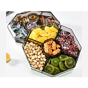 Easy Essentials Food Storage Container Bins, Divided Lazy Susans Turntable Organizer Bins Appetizer Tray, Round Reusable Snack Containers for Compartment Round Plastic Food Storage (Green)