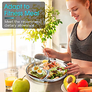 NUTRIUPS Portion Control Plate Glass Divided Plate Weight Loss Plate 3 Compartment Plate Bariatric Plate Portion Master Plate Glass Divided Dishes for Breakfast 10 Inch Round, 1 Piece