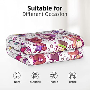 Animal - Cro-ssing Fleece Blanket - All Season 300GSM Lightweight Plush Fuzzy Cozy Soft Flannel Throw Blanket for Bed Sofa Couch Travel Camping 30x50 inches