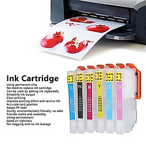 FTVOGUE 6Pcs Ink Cartridge PP Reusable 6Colors Printer Refill Ink Cartridge Replacement (T2431/T2432/T2433/T2434/T2435/T2436)