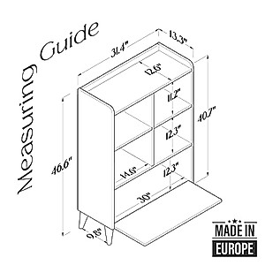 LAWA FURNITURE Modern Bookcase with Storage Cabinet, 4 Cube Bookshelf Cabinet with Legs, Short Wood Bookshelf for Bedroom, Living Room, Kids Room, Office or Kitchen