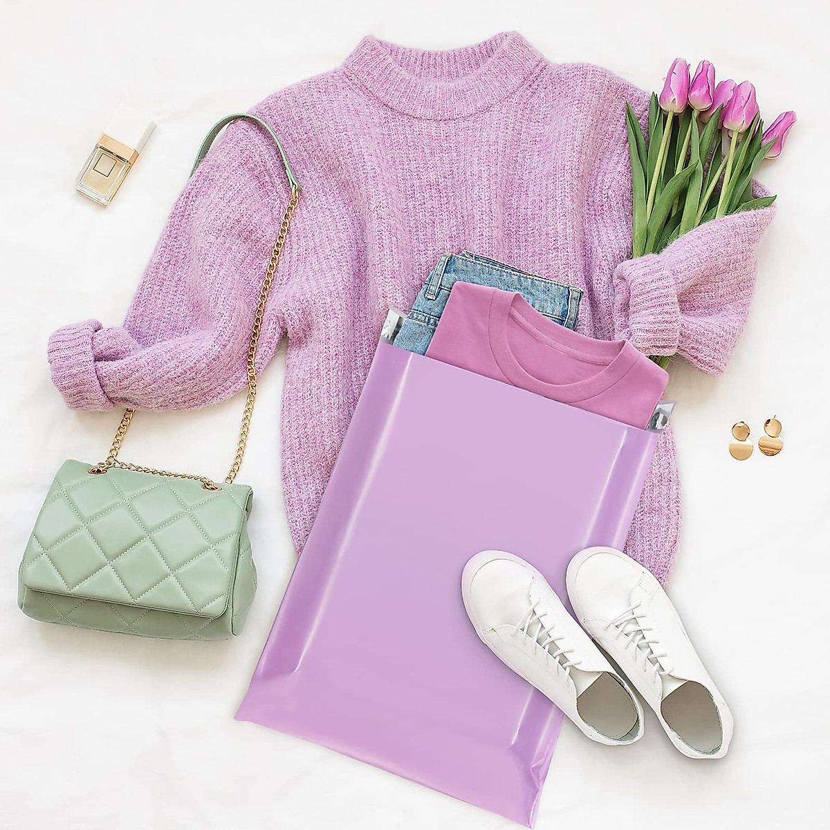 Fuxury Poly Mailers 12x15.5Inch 100 Pcs, Waterproof Shipping Bags for Clothing, Strong Adhesive Shipping Envelopes for Small Business Suppliers, Self Seal Mailers Poly Bags Mailing Envelopes Purple