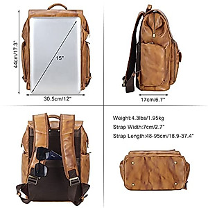 TIDING Genuine Leather Backpack for Women Large Capacity Business Backpack Purse Ladies Work Casual Daypack