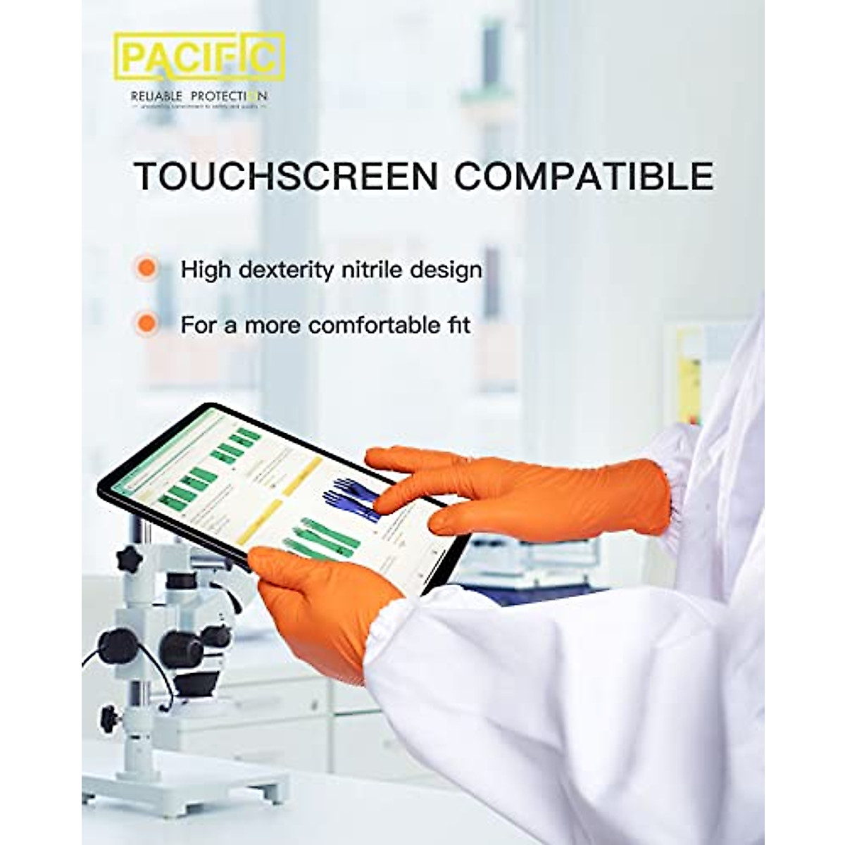 PACIFIC PPE Strength Nitrile Industrial Orange Gloves, 8 Mil, Diamond Texture Disposable Heavy-Duty, Powder Free, Large, 100 Count