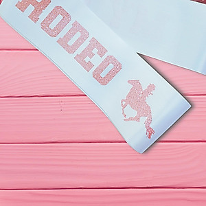 Decorit MY LAST RODEO Sash with White Pink Glitter, Let’s Go Girls Western Cowgirl, Bride to Be Accessory, Bridesmaid Gift, Bridal Shower Party Favor, Nashville Bride, Engagement, Wedding Party Favor