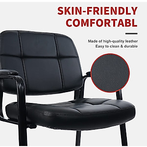 CLATINA Big & Tall Office Guest Chair 400lbs with Bonded Leather Padded Armrest Backrest Wide Seat Reception Guest Chair for Conference Waiting Room Office Set of 2