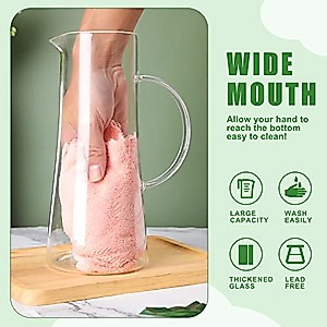 4 Pieces Glass Pitcher with Lid and Spout Heat Resistant Glass Water Carafe with Handle 1.5 Liter 51 oz Juice Beverage Pitcher with Stainless Steel Lid for Hot Cold Beverages Iced Tea Bar Kitchen