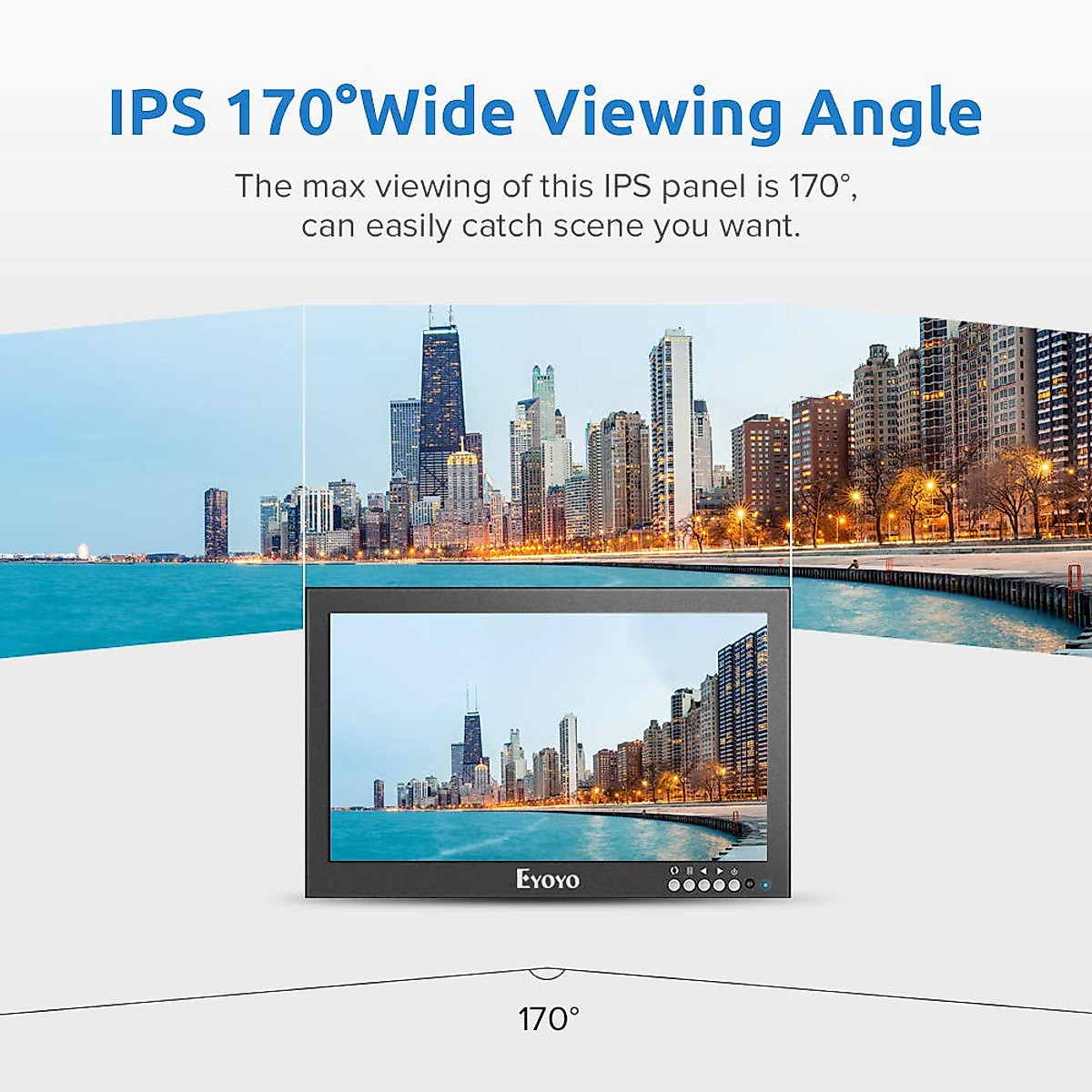 Eyoyo 12'' inch Small HDMI CCTV Monitor, 1366x768 IPS Metal Housing LED Screen W/Wall Bracket&Remote Control with HDMI/VGA/AV/BNC Input Built-in Speakers for PC, Security Camera, Raspberry Pi