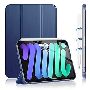 Soke for iPad Mini 7 Case A17 Pro, iPad Mini 7th/6th Generation 2024/2021- [Slim Trifold Stand + Auto Wake/Sleep], Protective Hard PC Back Cover for Apple iPad Mini 7/6 Gen 8.3 Inch - Navy