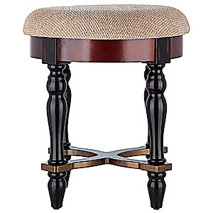 Design Toscano Grand Duchess Vanity Stool, 17 Inch, Walnut