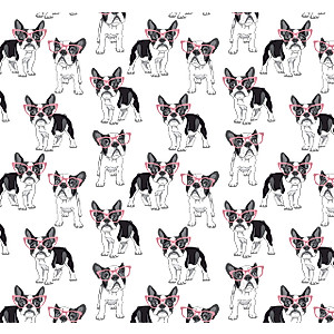 Stesha Party Frenchie Puppy Dog Gift Wrapping Paper - Folded Flat 30 x 20 Inch (3 Sheets)