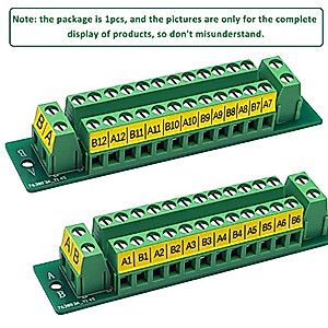 smseace 2x12 Position Power Terminal Block AC/DC 16A Screw Terminal Block Distribution Module for Multiple Module Extension Connections D-021