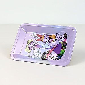 Rolling Trays Premium Metal Tray with Design - Perfect Size for Home Or Travel Accessories, Pink