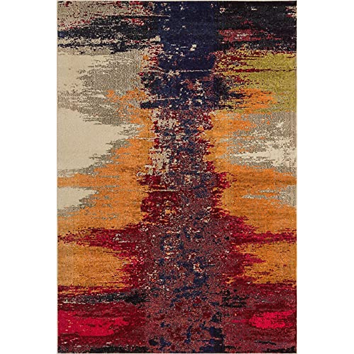 Unique Loom Estrella Collection Abstract, Rustic, Modern, Gradient, Distressed Area Rug (7' 0 x 10' 0 Rectangular, Pink/Navy Blue)