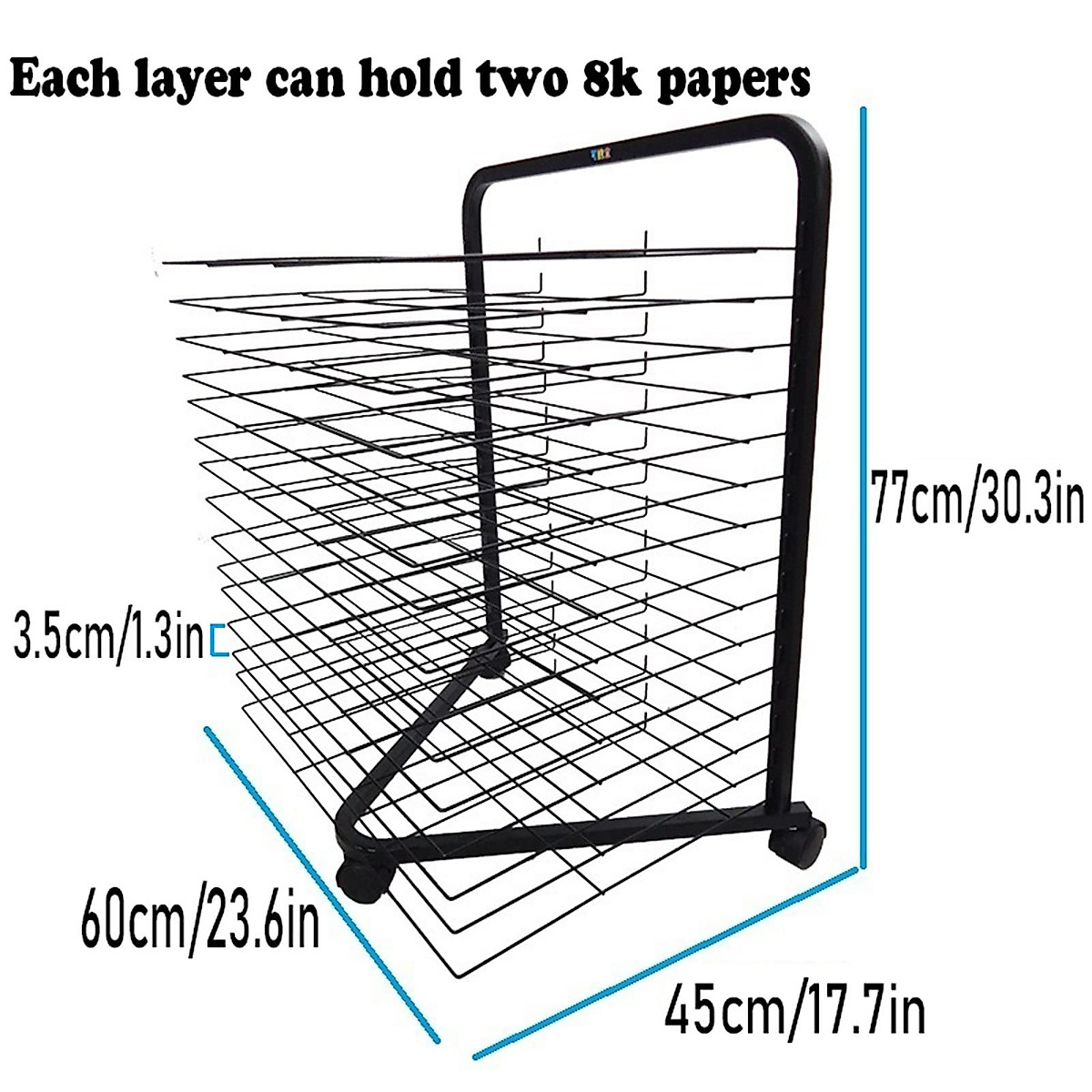 LAJUU Drying Racks, Mobile Classrooms Drying Rack with Wire Shelves for Works of Art Studios and Home Use,for Artist Canvas Panels, Paper, Prints