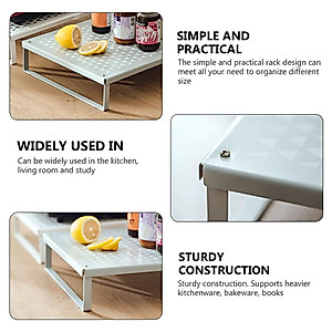 Hemoton Microwave Oven Rack Shelf Toaster Stand Kitchen Counter Seasoning Storage Rack Cabinet Organizer for Kitchen Utensils Towels Spices (Grey)