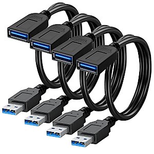 SaiTech IT 4 Pack Short Length 30cm USB 3.0 Extension Cable, Male to Female Extender Cable, USB 3.0 Extender Cord