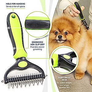 Rexipets Pet Dematting Grooming Set- 2 Sided Undercoat Rake + Grooming Comb For Dogs And Pets- Safe And Easy Mats & Tangles Removing