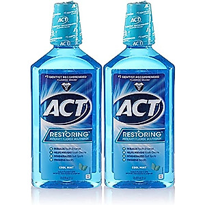 ACT Restoring Anti-Cavity Fluoride Mouthwash, Cool Mint, 33.8 oz Pack of 2