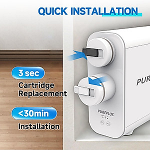 PUREPLUS Reverse Osmosis Water Filtration System - Tankless 600 GPD High Output RO Filter, 1.5:1 Pure to Drain, Smart Faucet, USA Tech Support, NSF/ANSI 58 Certified,RO Filter System Under Sink