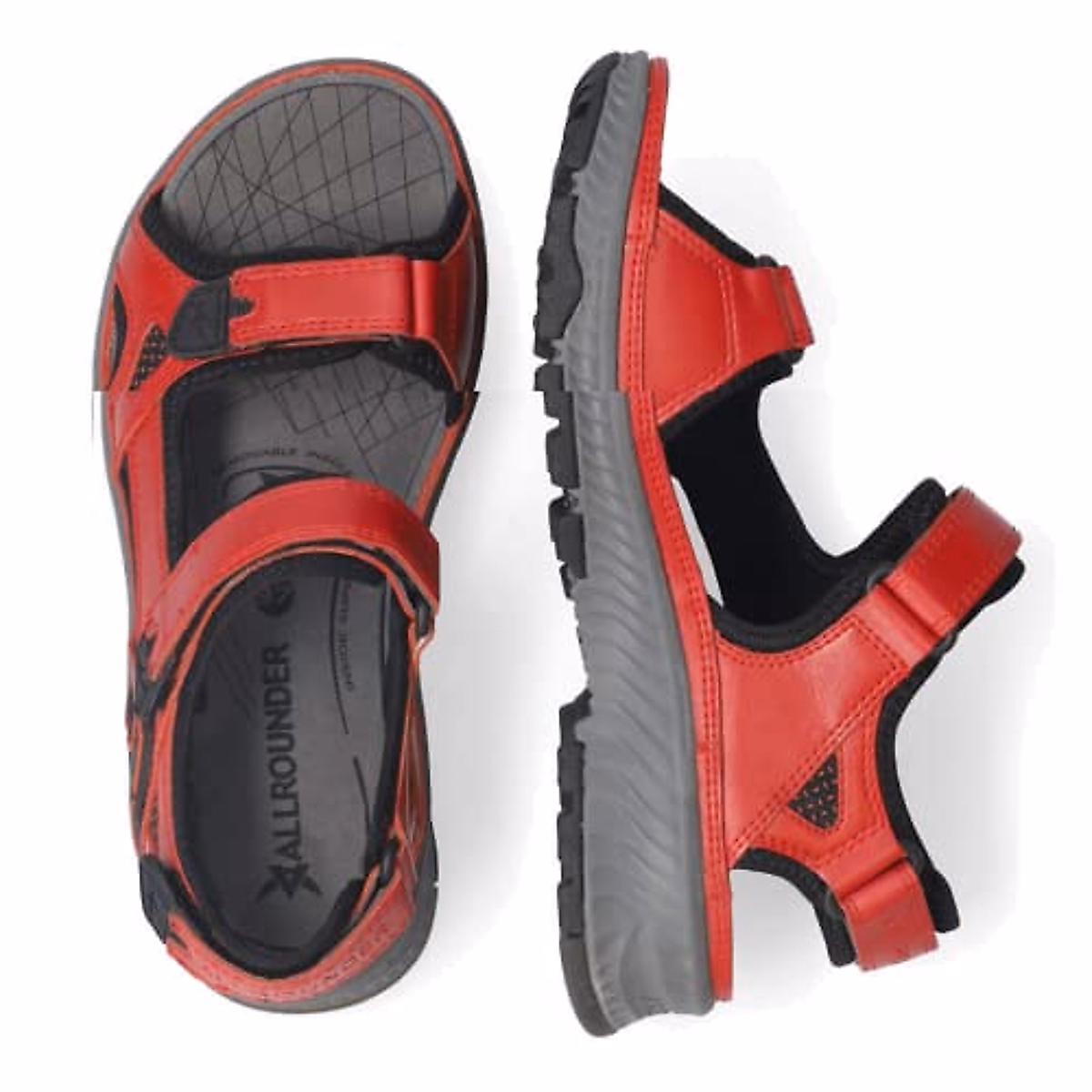 ALLROUNDER by MEPHISTO Women's Hook and Loop Sandal, red/black, 7