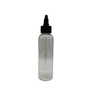 Natural Farms 4 oz Clear Cosmo Plastic Bottles -12 Pack Empty Bottle Refillable - BPA Free - Essential Oils - Aromatherapy | Black Twist Top Cap - Made in the USA