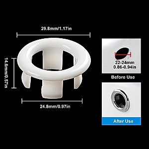 4-Pack Sink Circular Overflow Hollow Ring,Overflow Drain Cover,Kitchen Bathroom Sink Hole Round Basin Cover,Bath Sink Hole Overflow Drain Cap Insert in Hole Spares (White)