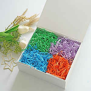Bobobag - 4oz Crinkle Cut Paper Shred Filler Recyclable Gift Wrap Confetti Raffia Grass Shred Paper for Easter Baskets Filler Creative Eggs Decor (Orange)