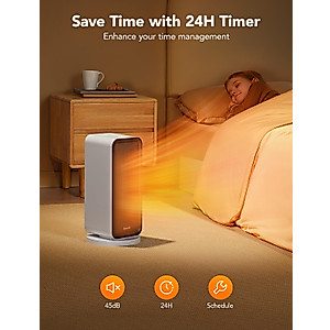 GoveeLife Space Heater for Indoor Use, Electric Heater with Thermostat, 80°Oscillating, 1500W Fast Portable Heating, 24H Timer, Smart Ceramic Heater with App & Voice Remote, Home/Bedroom/Office, White