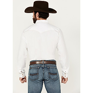 Wrangler mens Retro Two Pocket Long Sleeve Snap Shirt, White, Large US