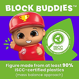 Mega BLOKS First Builders Toddler Building Blocks Toy Set, Ricky Race Car with 6 Pieces and Storage, 1 Figure, Blue, Ages 1+ Years