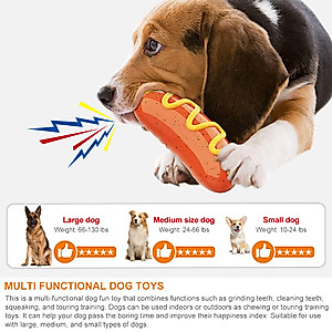 PLNRLOVELY 1PCS Dog Chew Squeaky Toys for Aggressive Chewers,Non-Toxic Tough Durable Interactive Dog Toys, Puppy Teeth Chew Sausage Stick Toy for Medium Large Breed