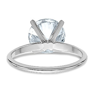 IceCarats 14K White Gold 3ct. Round Moissanite Solitaire Engagement Ring size 7