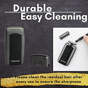 RBANER Battery Powered Beard Shaver for Men, Portable Electric Clipper, Cordless Facial Hair Trimmer, Safe Blade, Single Foil Professional Mini Razor, MB-043