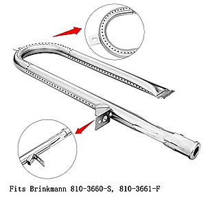 Uniflasy Grill Replacement Parts Kit for Brinkman 810-3660-S, 810-3661-F, Includes Grill Burner Tube Pipe, Heat Plate Shield/Heat Tent/Burner Cover/Flame Tamer, Crossover Channel Tube