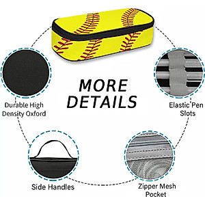 YAGEDOVIU Softball Pen Holder Case Brush Pot Stationery Multifunction Pen Container Large Capacity Storage Pouch with Zipper Birthday Gifts Pen Box for Women Men