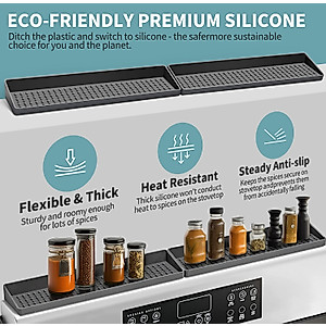 BFONS 30" Magnetic Stove Top Shelf Spice Rack Storage, Silicone Top Heat Material Stove Rack Seasoning Organizer Kitchen Gadgets Kitchen Organization（Grey）