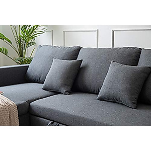 Kingway Sectional Sofa Bed with Storage Convertible Chaise Sofabed, 835336, Gray