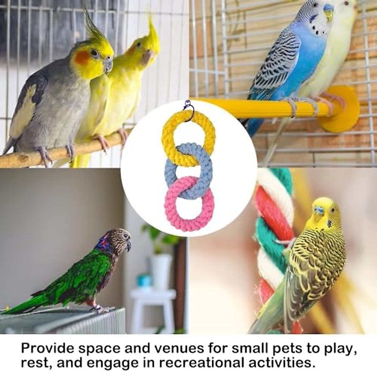 DONGKER Sugar Glider Hanging Climbing Toys,Hanging Three-Ring Swing Cage Toy for Sugar Glider Ferret Hamster Squirrel Chinchilla Parrots Climbing Exercising