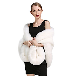 BEAUTELICATE Women's Faux Fur Shawl Wrap Stoles for Bridal Wedding Dresses