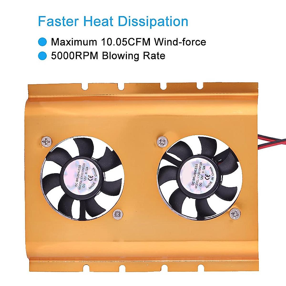 ASHATA HDD Dual Fan Cooling Cooler, 3.5" Hard Disk Drive Fan Cooling Cooler Gold Tone, Hard Disk Cooler for HDD with Fast Heat Dissipation, 2 Fans Design(Gold)