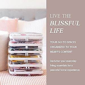 Maple & Lark Bliss Bins - Hard Sided Clear Zipper Case for Storage - Professional-Grade Plastic Clear Zipper Pencil Case, Toiletry Pouch, Travel Organizer, Cosmetic Bag, Toy Storage Bins (2 Pack, M)