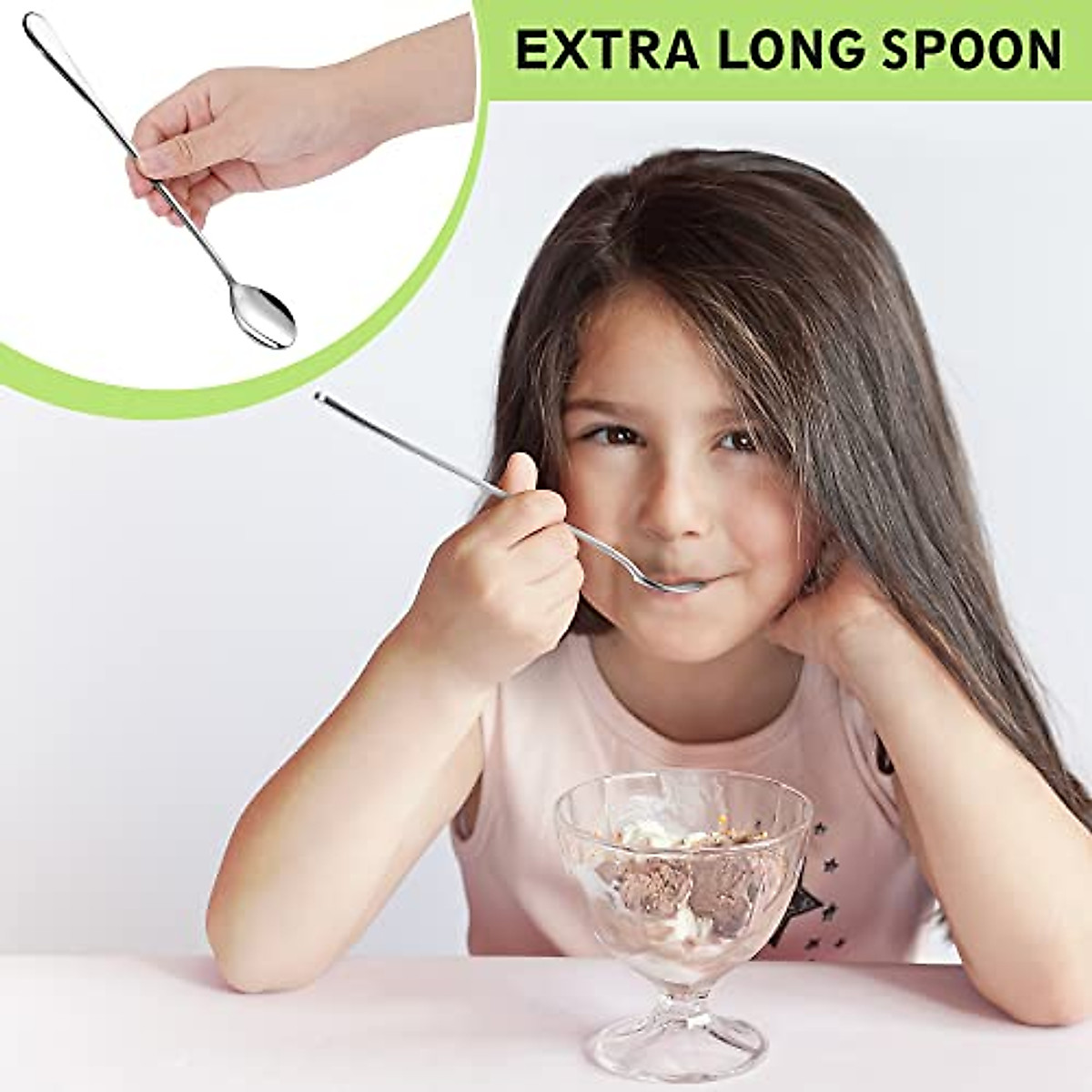 Rainspire 9-Inch Long Coffee Spoons for Coffee Bar, Coffee Stirrers Ice Cream Spoon Tea Spoons Stainless Steel Long Spoon for Cocktail Stirring Iced Tea, Coffee Bar Accessories, 2 Pack