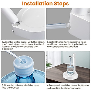 Harava Water Dispenser for 5 Gallon Bottle Automatic: Electric Bedside Dispensers Countertop - Rechargeable Portable Desktop Jug Pump Bedroom Drinking Tabletop Smart Dispenser,White